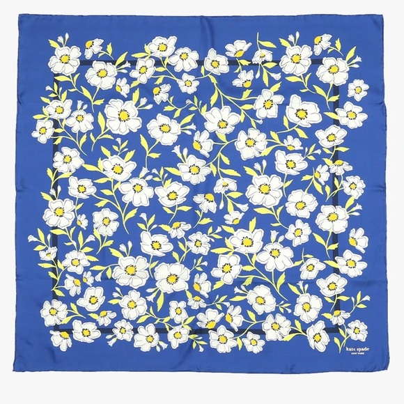 kate spade | Accessories | Kate Spade Blue Floral Scarf Sunshine Floral ...